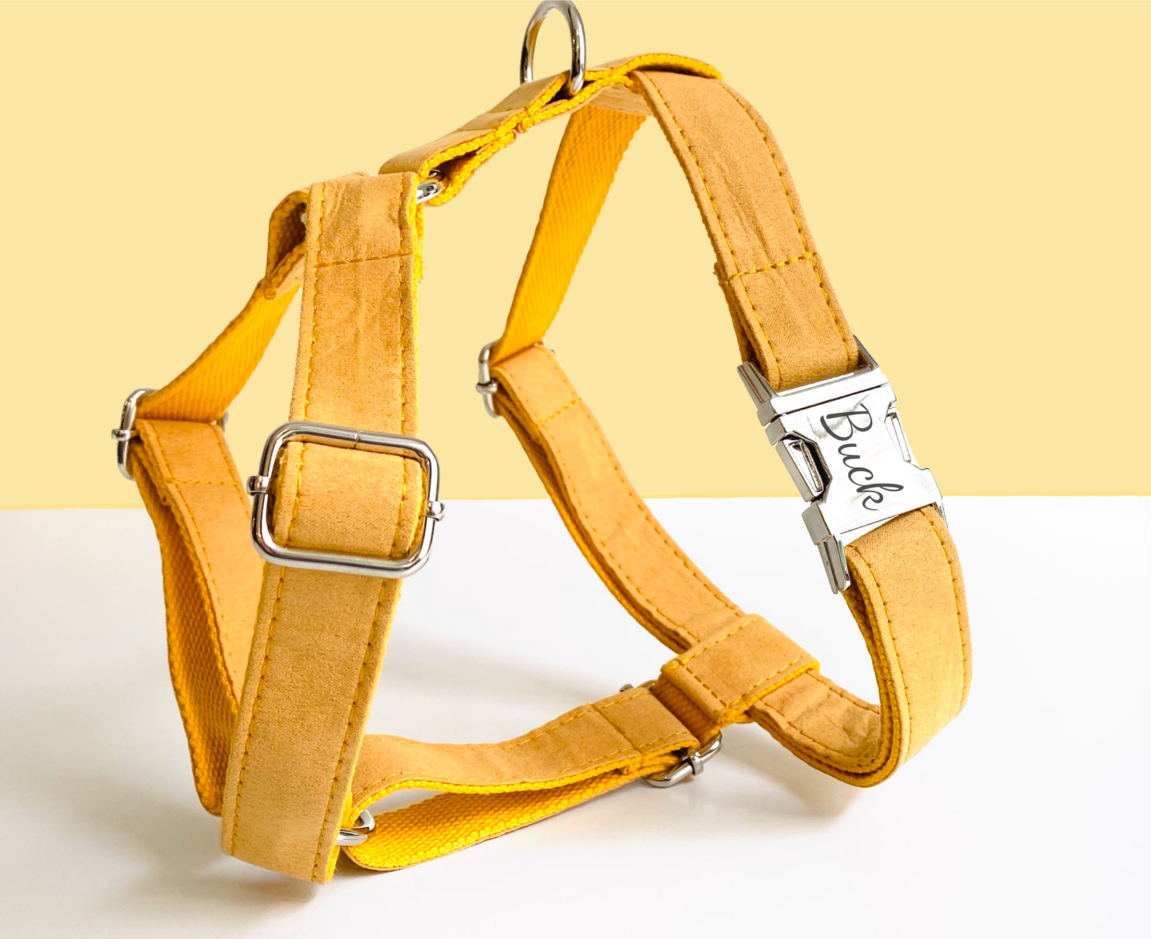 Harnais Chien Personnalisé Coton Jaune – Bande de Canailles